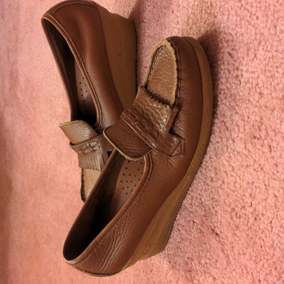 Dexter | Shoes | Vintage Dexter Brown Leather Loafer Wedge | Poshmark